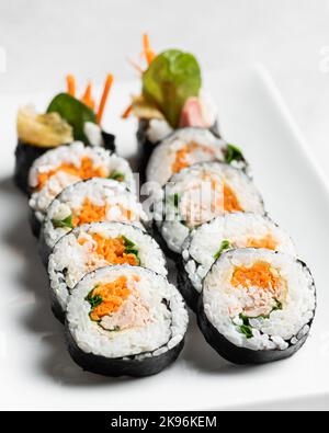 Gimbap or kimbap, korean rolls, traditional dish. Homemade kimbap roll ...