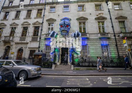 London UK. 26 October 2022 . Halloween inspired facade at Annabel's ...