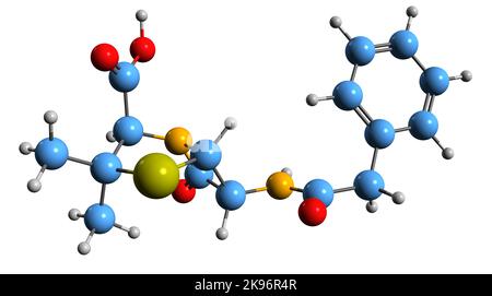 3D image of Penicillin skeletal formula - molecular chemical structure ...