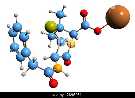 3D image of Penicillin skeletal formula - molecular chemical structure ...