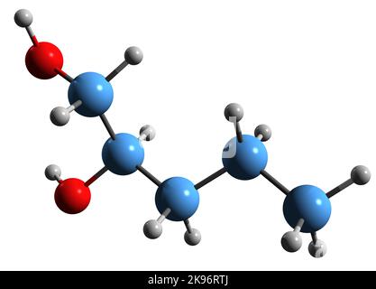 3D image of Propanediol skeletal formula - molecular chemical structure ...