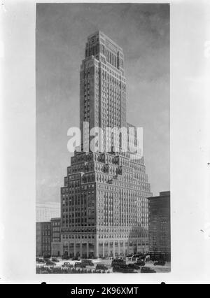 Painting depicting Fred F. French Building on 45th Street at 551 Fifth ...