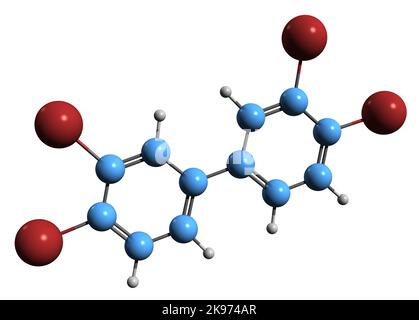 3D image of Biphenyl skeletal formula - molecular chemical structure of ...