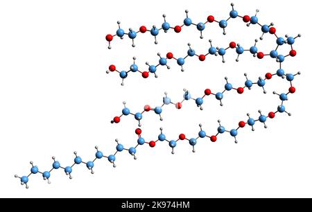 3D image of Sorbitan monolaurate skeletal formula - molecular chemical ...