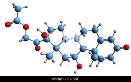 3D image of Prednisolone skeletal formula - molecular chemical ...