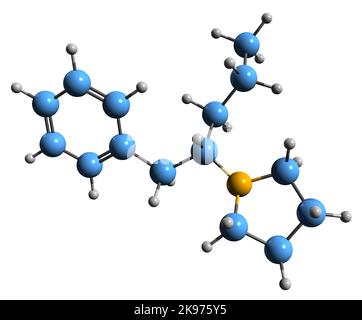 3D image of Propylhexedrine skeletal formula - molecular chemical ...