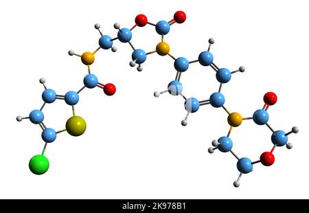 Chemical structure of Rivaroxaban anticoagulant drug (direct factor Xa ...