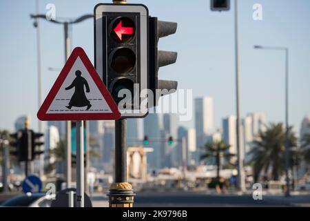 Traffic sign, pedestrian crossing, Doha, Qatar Stock Photo - Alamy