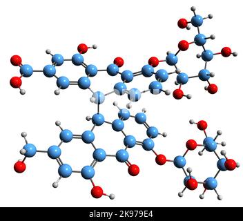 3D image of Senna glycoside skeletal formula - molecular chemical structure of laxative ...