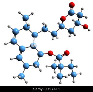 Simvastatin cholesterol lowering drug (statin class) molecule. Stylized ...