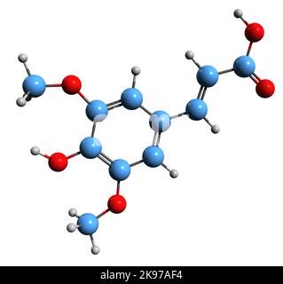 3D image of Ferulic acid skeletal formula - molecular chemical ...