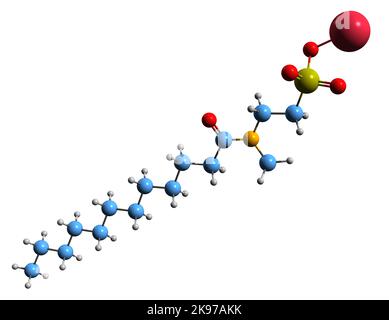 3D image of Taurate skeletal formula - molecular chemical structure of ...