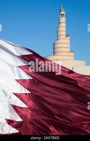 Doha, Qatar, May 10,2019 : Old market Souk Waqif decorated with Qatar ...