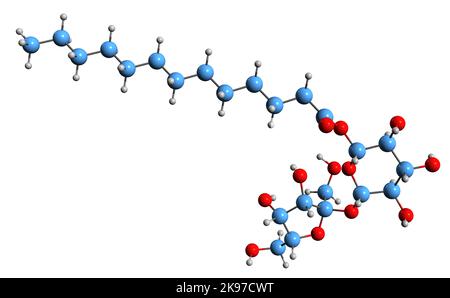 3D image of Sucrose skeletal formula - molecular chemical structure of ...