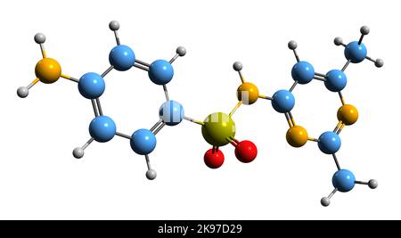3D image of Sulfadimidine skeletal formula - molecular chemical ...