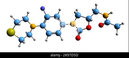 3D image of Linezolid skeletal formula - molecular chemical structure ...