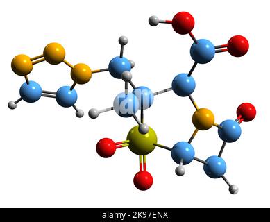 3D image of Piperacillin skeletal formula - molecular chemical ...