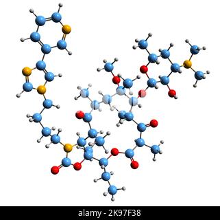 3D image of Erythromycin skeletal formula - molecular chemical ...