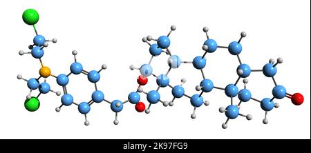 3D image of nitrogen mustard skeletal formula - molecular chemical ...