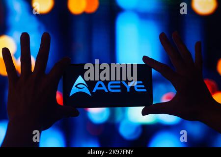 In this photo illustration, the AEye logo is displayed on a smartphone screen Stock Photo - Alamy