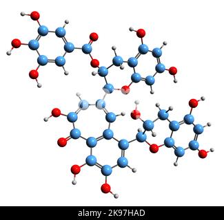 3D image of Theaflavin skeletal formula - molecular chemical structure ...