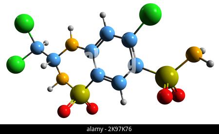 3D image of Hydrochlorothiazide skeletal formula - molecular chemical ...