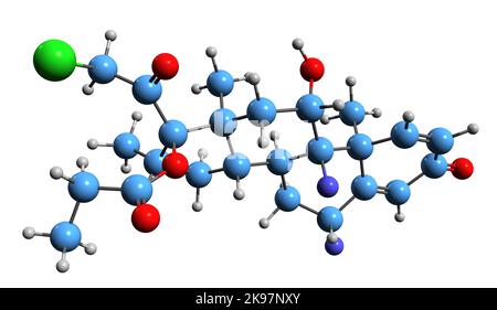 3D image of Ulobetasol skeletal formula - molecular chemical structure ...