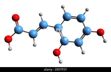 3D image of Umbelliferone skeletal formula - molecular chemical ...