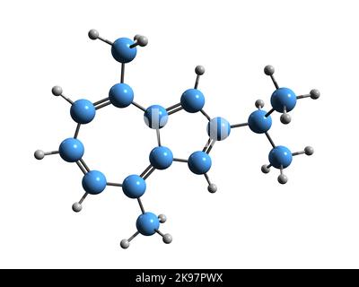 3D image of azulene skeletal formula - molecular chemical structure of ...