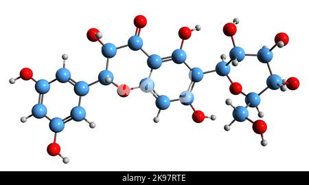 3D image of Flavanonol skeletal formula - molecular chemical structure ...