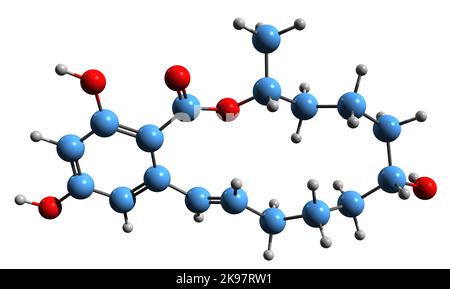 3D image of zearalenol skeletal formula - molecular chemical structure ...
