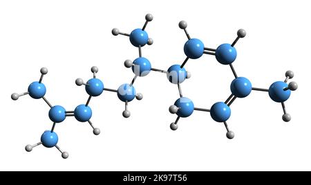 3D image of Zingiberene skeletal formula - molecular chemical structure ...
