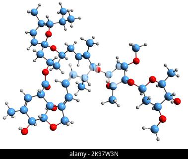 3D image of Avermectin B1a skeletal formula - molecular chemical ...