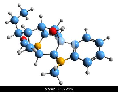 3D image of Ajmalicine skeletal formula - molecular chemical structure ...