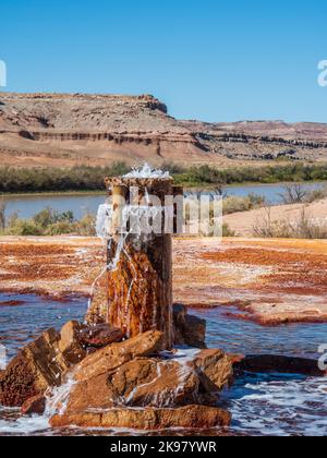 Crystal Geyser, a carbon dioxide-powered, cold water geyser near Green ...