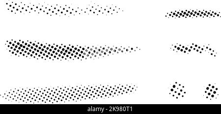 Grunge halftone strokes and stops set. Black comic pop art stripes and ...
