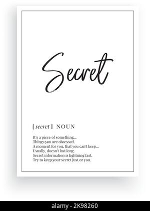 Secret and love definition, Minimalist Wording Design, Wall Decor, Wall ...