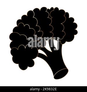 Broccoli. Silhouette. Inflorescence of asparagus cabbage. Vector ...