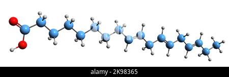 Alpha-linolenic acid, ALA molecule. Carboxylic, polyunsaturated omega-3 ...