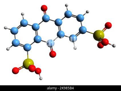 3D image of anthraquinone skeletal formula - molecular chemical ...