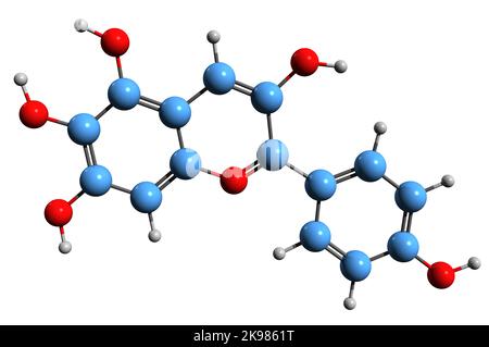 3D image of Pelargonidin skeletal formula - molecular chemical ...