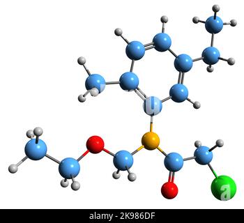 3D image of Alachlor skeletal formula - molecular chemical structure of ...
