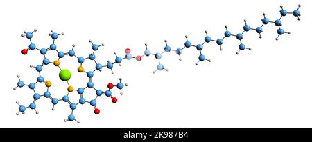 3D image of Bacteriochlorophyll c skeletal formula - molecular chemical ...