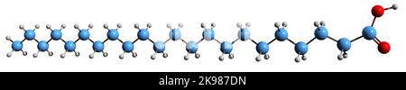 3D image of Oleic acid skeletal formula - molecular chemical structure ...