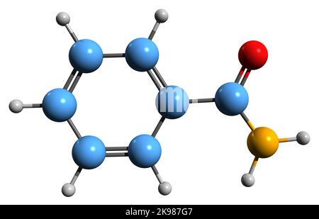 3D image of Benzoic acid skeletal formula - molecular chemical ...