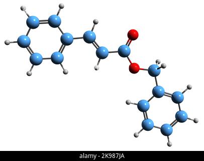 3D image of Cinnamic acid skeletal formula - molecular chemical ...