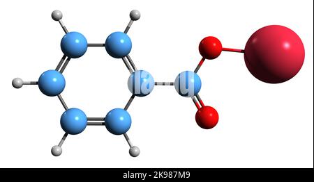 3D image of Benzoic acid skeletal formula - molecular chemical ...