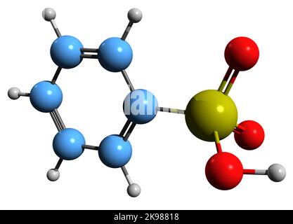 3D image of Benzenesulfonic acid skeletal formula - molecular chemical ...