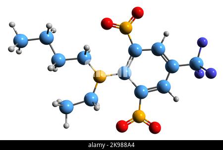 Benfluralin herbicide molecule. Skeletal formula Stock Photo - Alamy