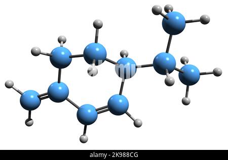 3D image of a-Phellandrene skeletal formula - molecular chemical ...